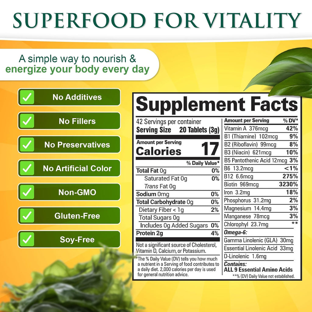 Sunlit spirulina for daily nutrition