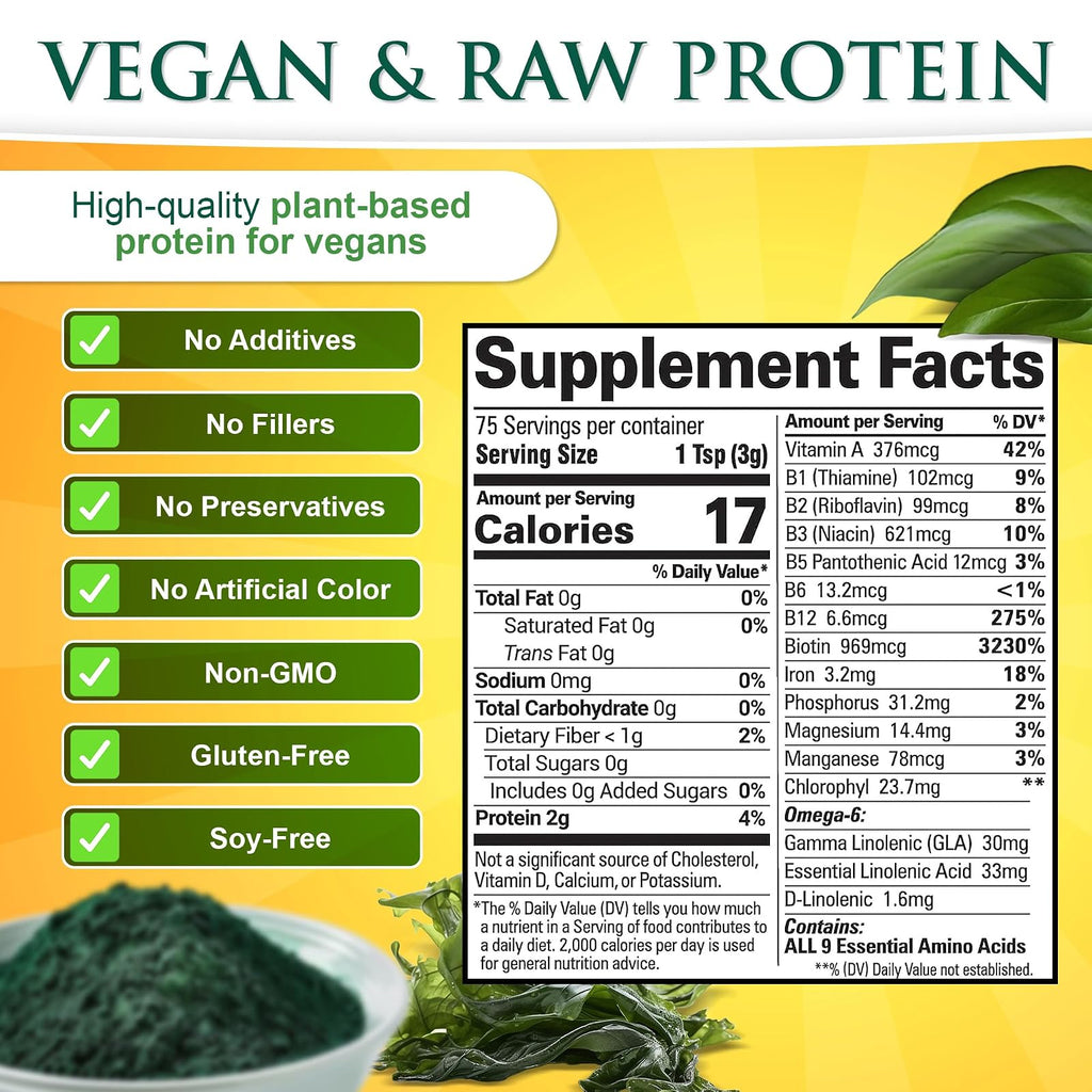 Sunlit spirulina powder for energy boost