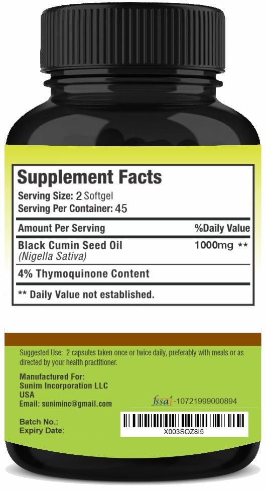 SunNature black seed oil supplement