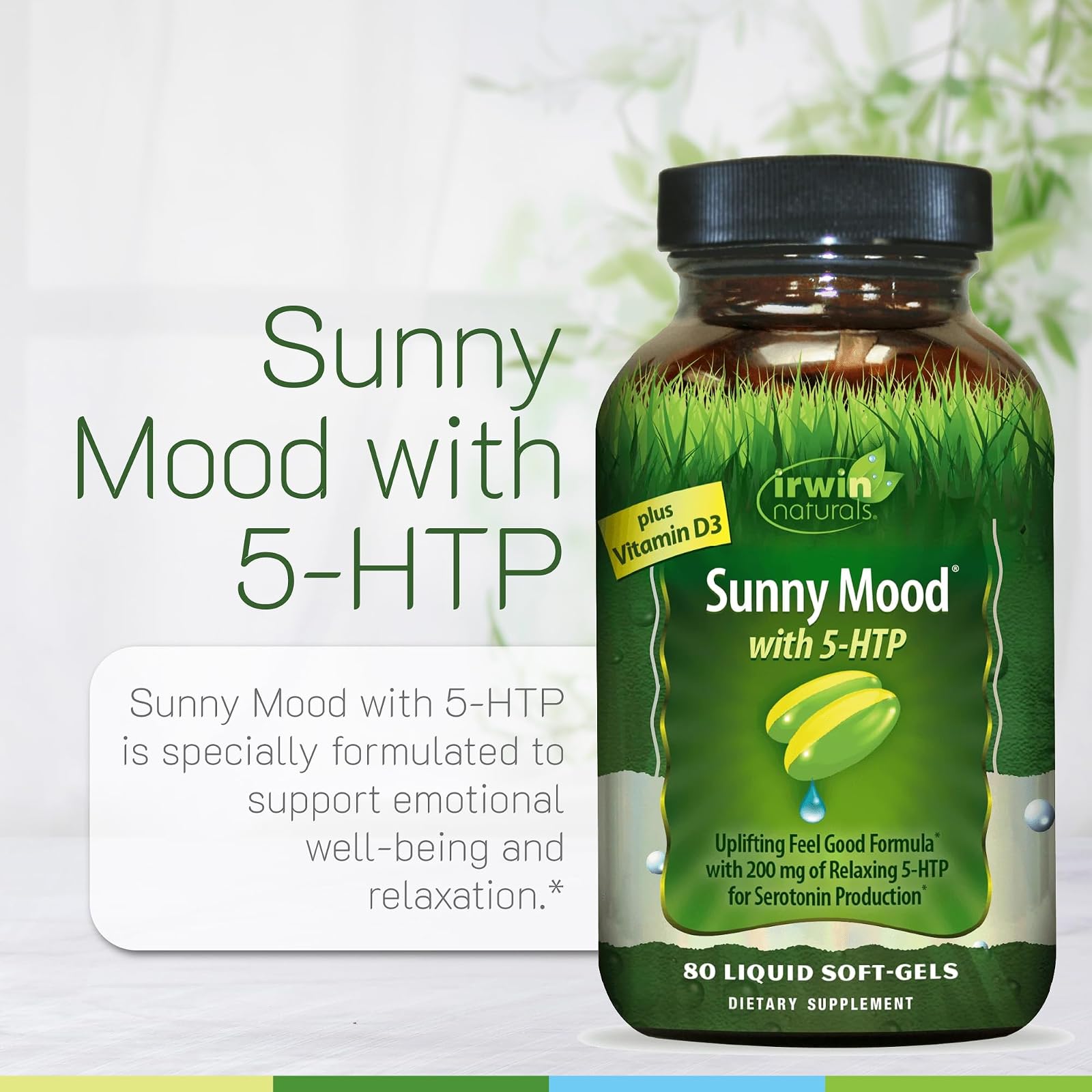 Sunny Mood 5-HTP softgels for stress relief
