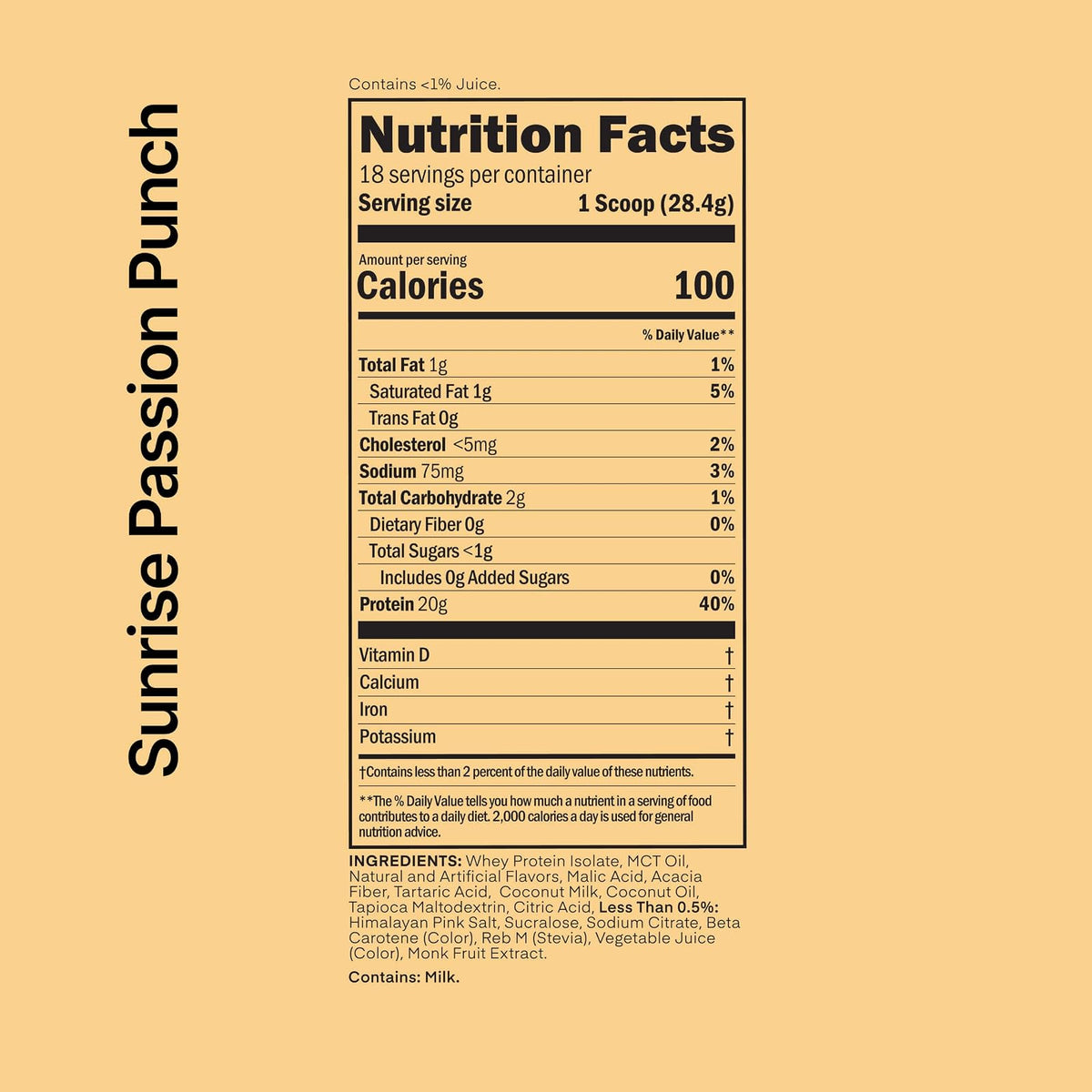 Sunrise Passion Punch whey protein drink