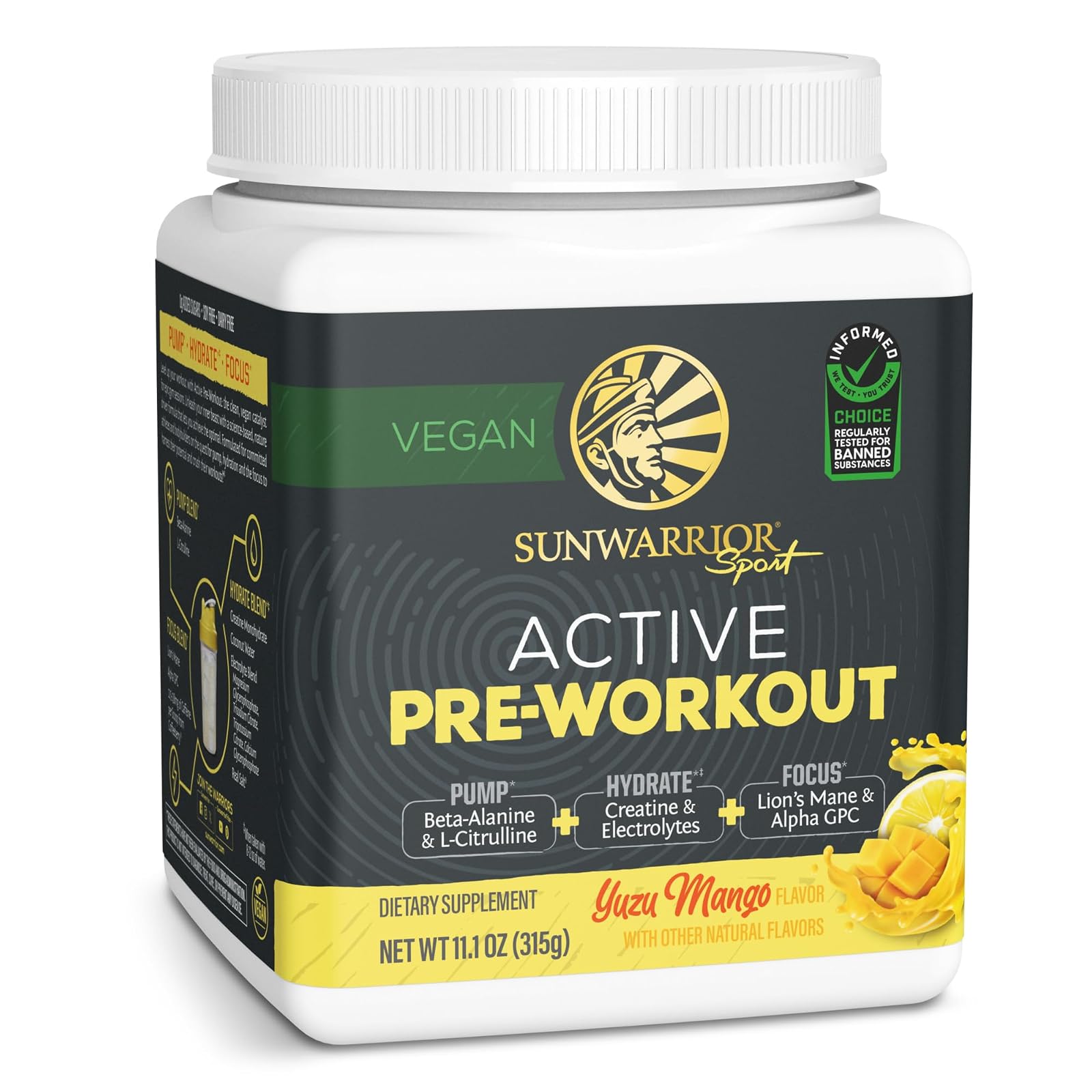 Sunwarrior pre-workout powder yuzu mango