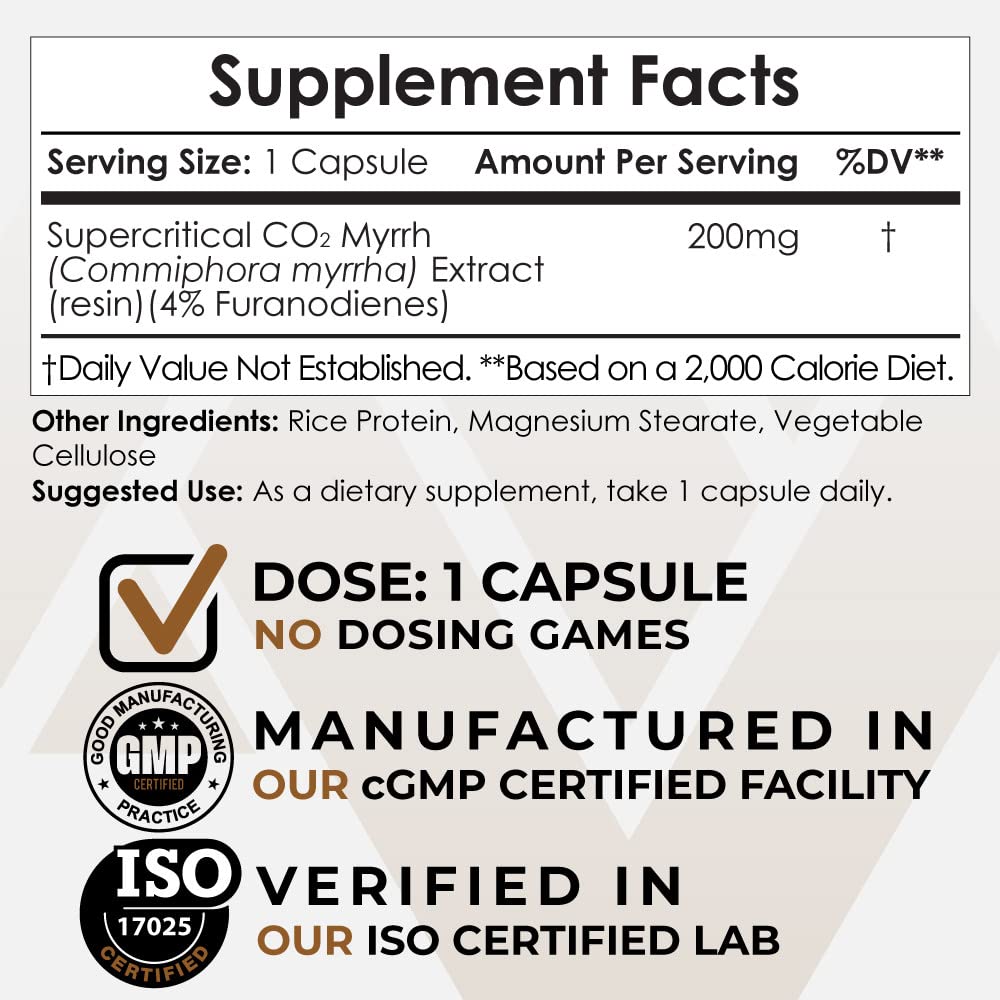 Supercritical CO2 myrrh capsules for pain relief
