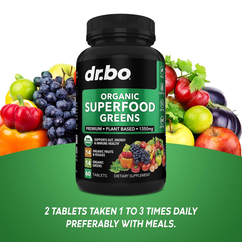 superfood greens tablets with fruits