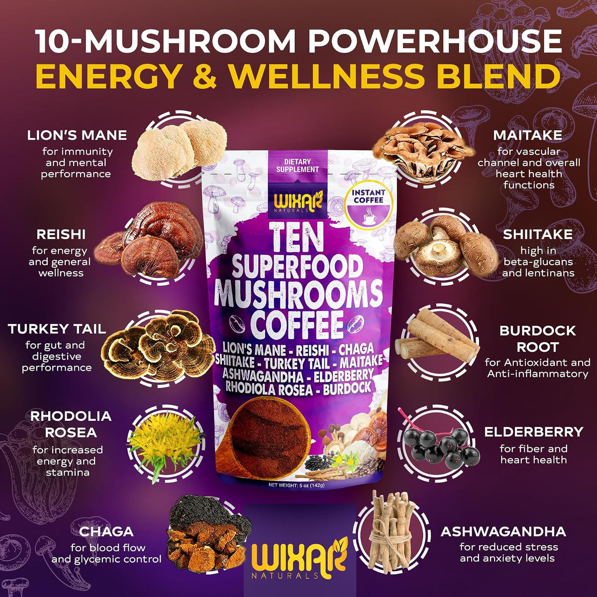 superfood mushroom coffee powder