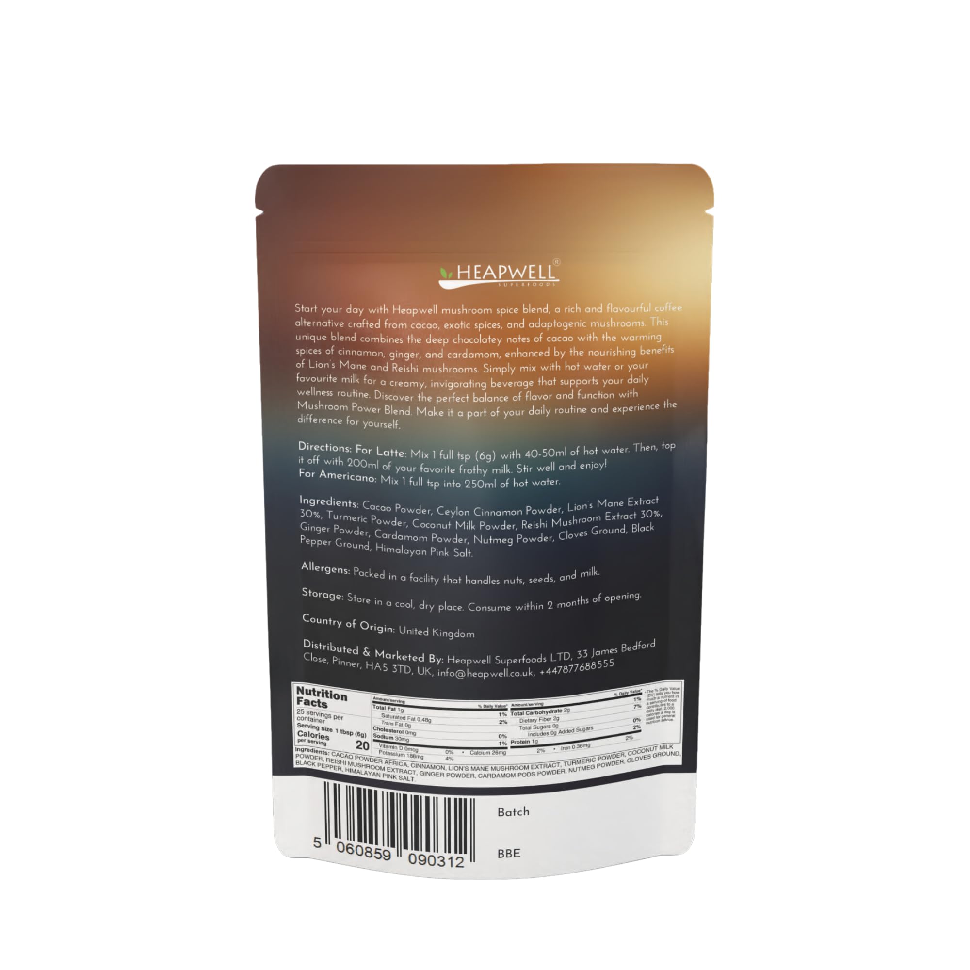 Superfood powder with lion's mane