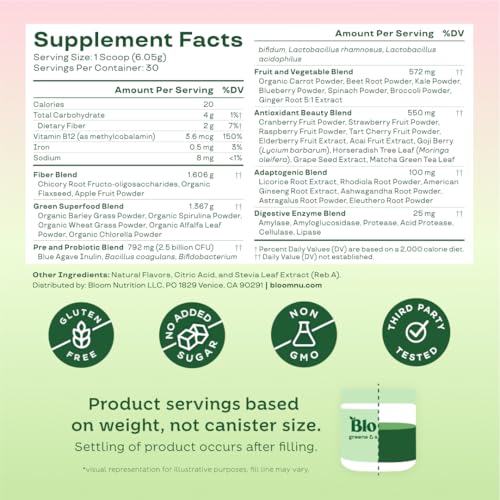 Superfoods powder with spirulina and enzymes