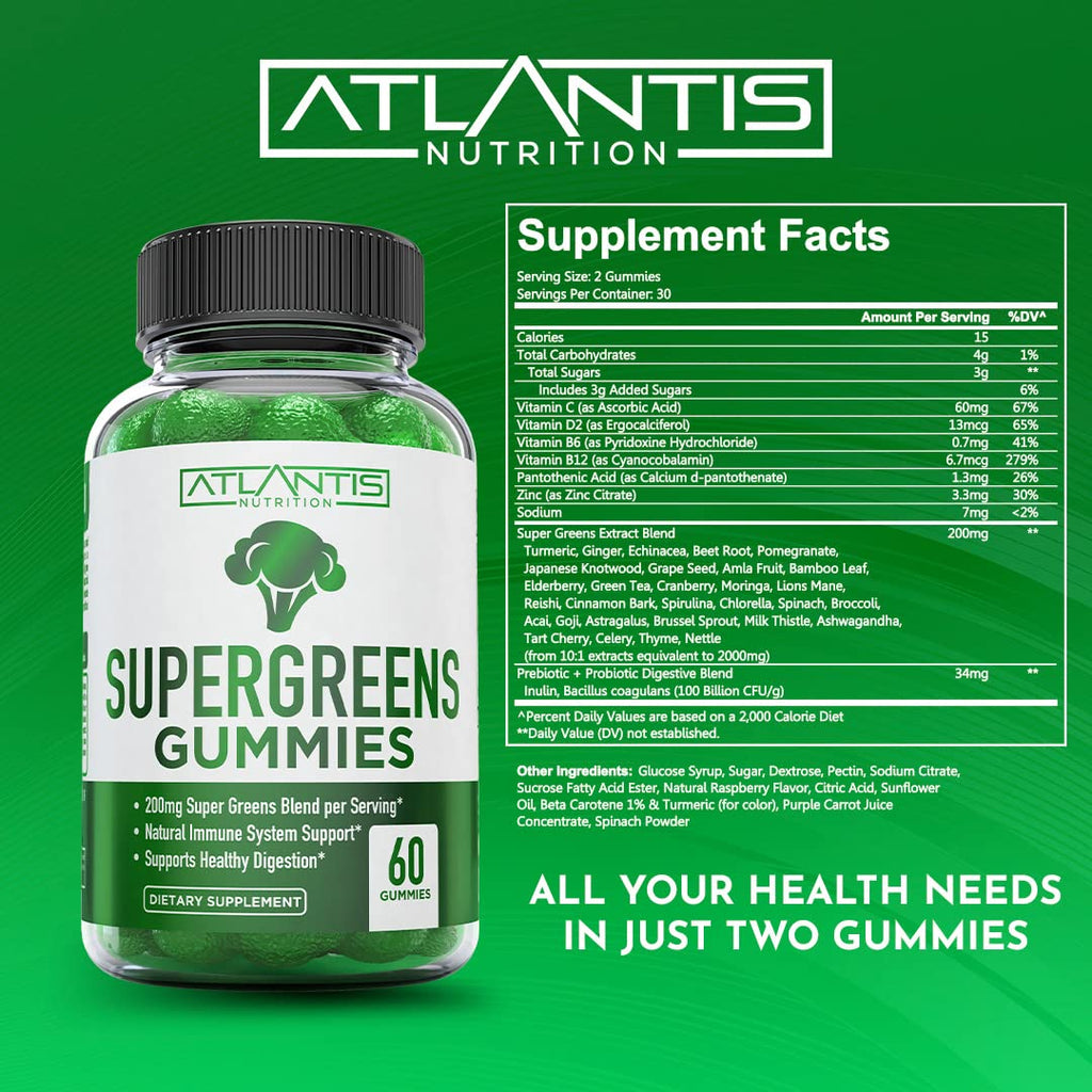 Supergreens Gummies with green tea extract