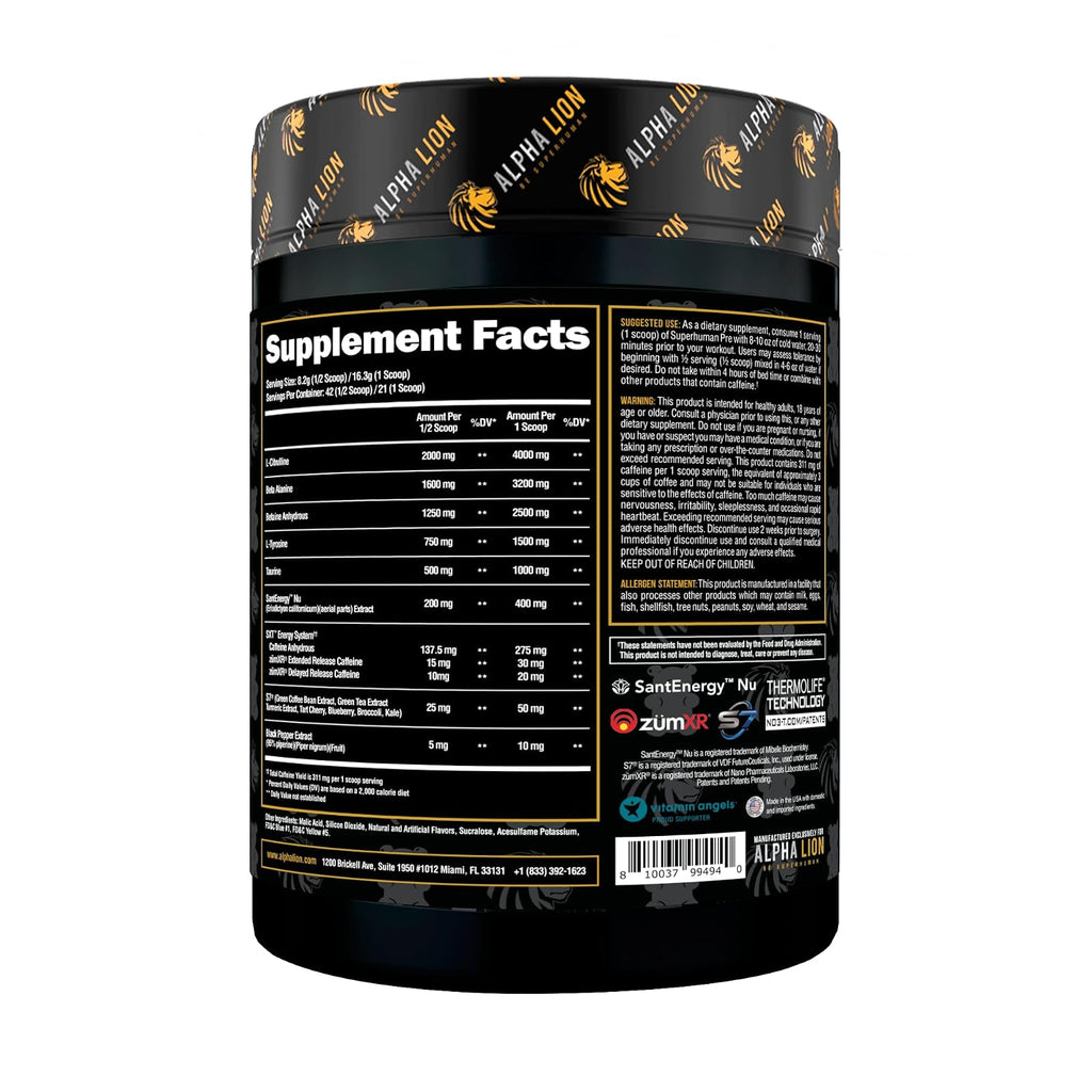 Superhuman pre-workout powder for endurance