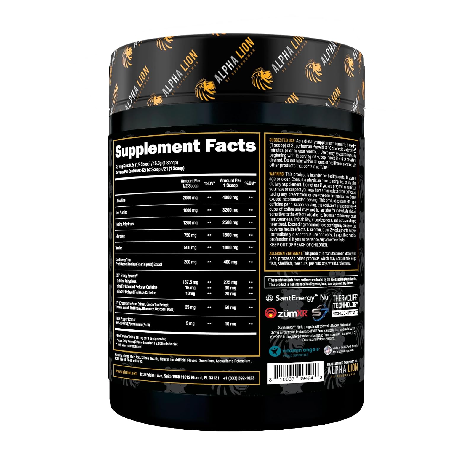 Superhuman pre-workout powder for endurance