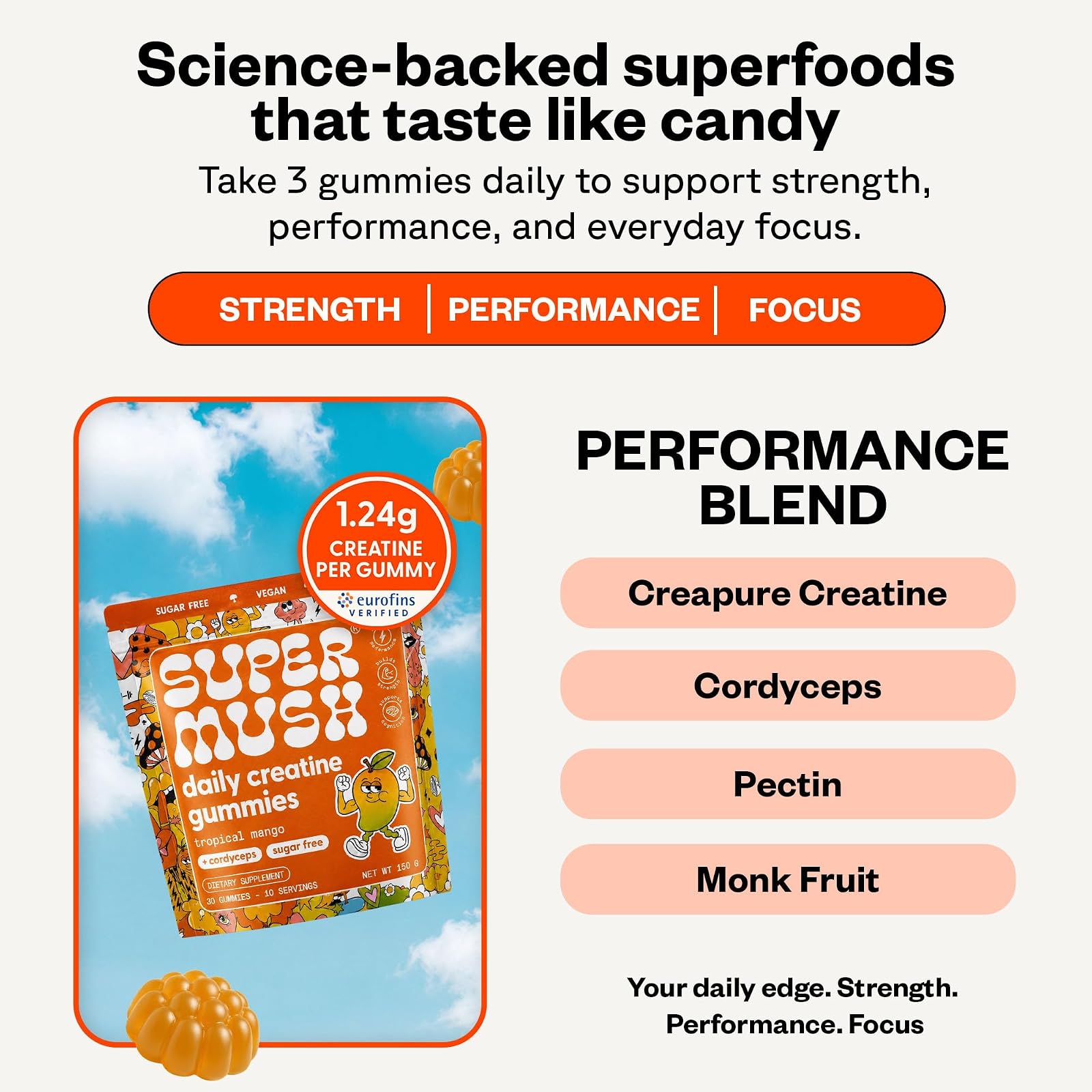SuperMush gummies support workout endurance