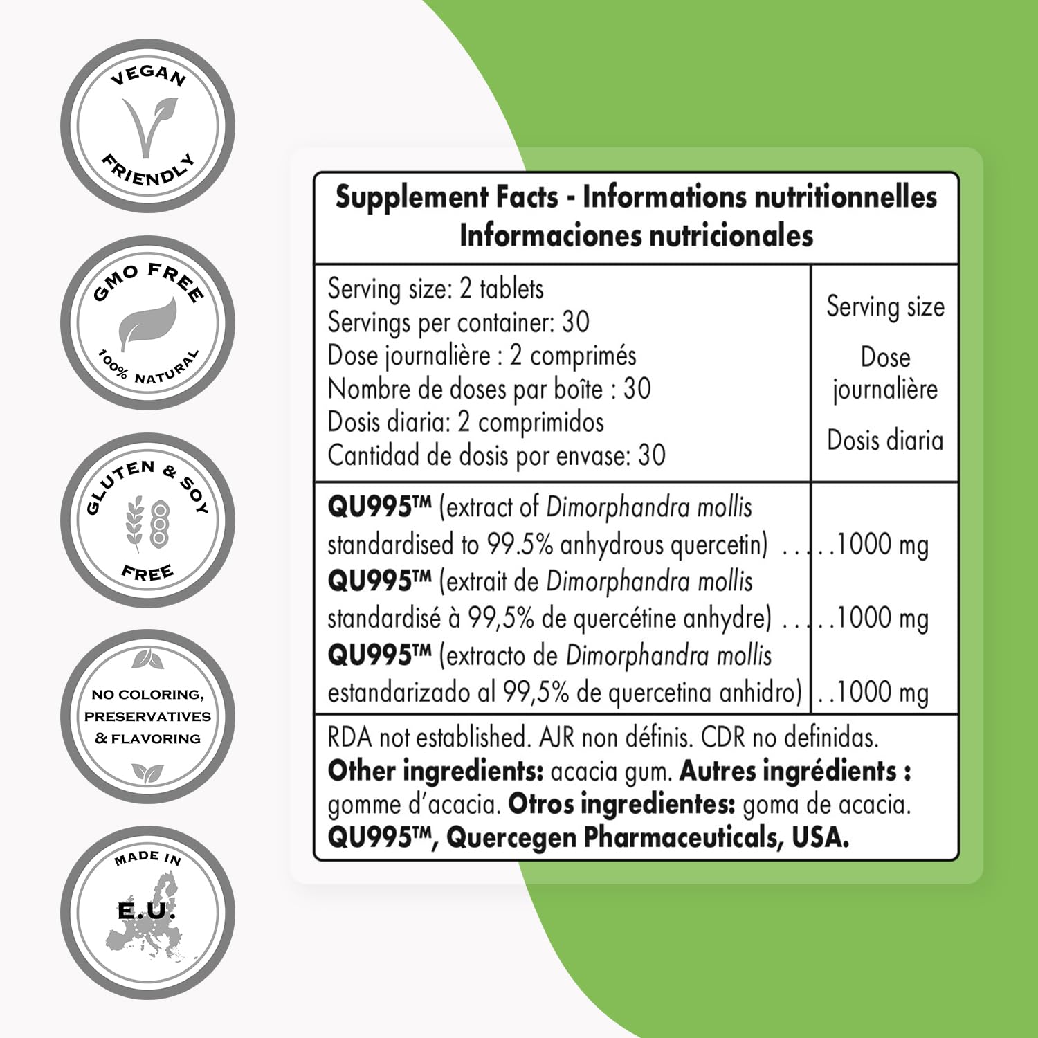 Supersmart quercetin tablets for allergies