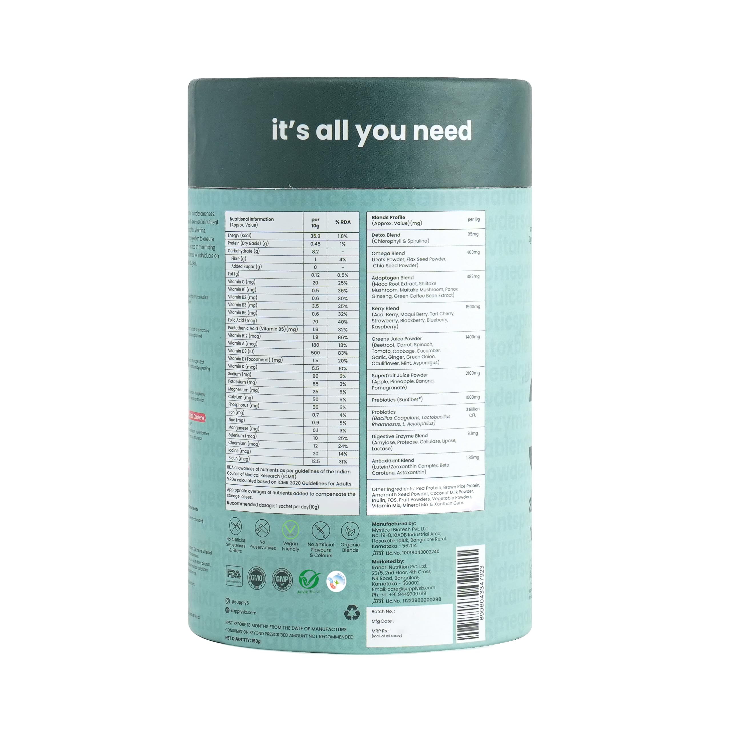 SUPPLY6 powder for enhanced gut health