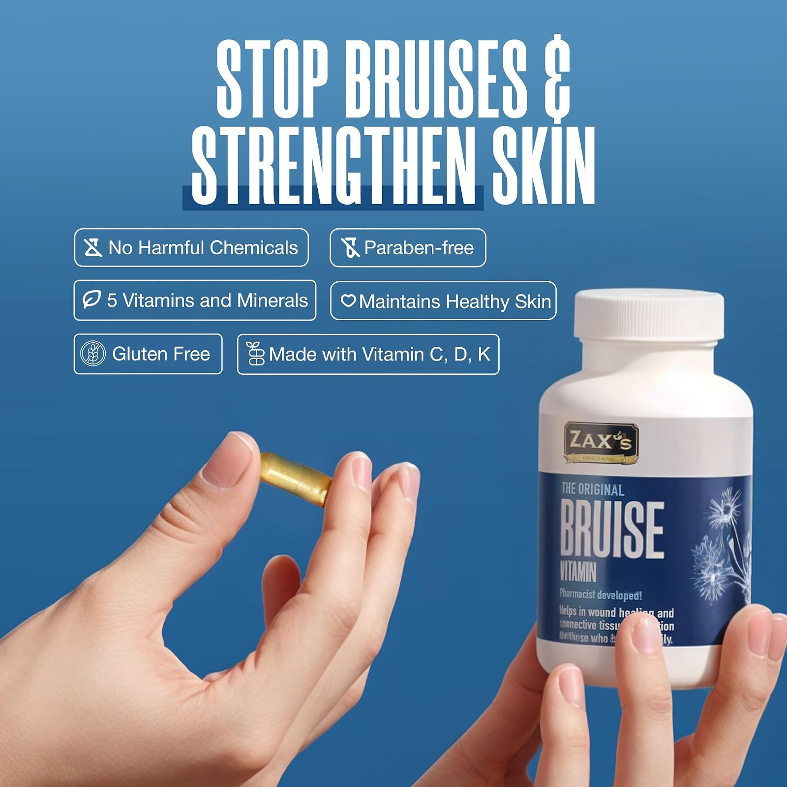 Support bruising recovery with ZAX'S vitamins