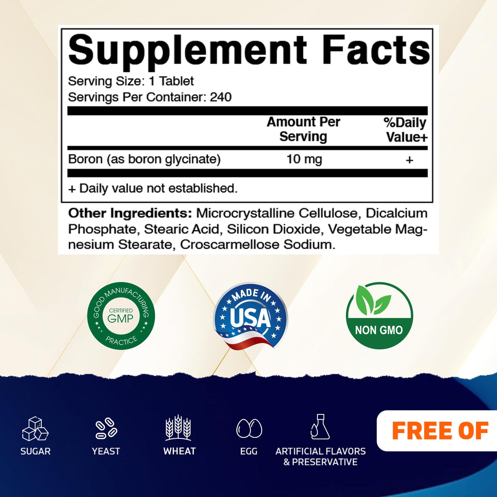 Support connective tissue with boron