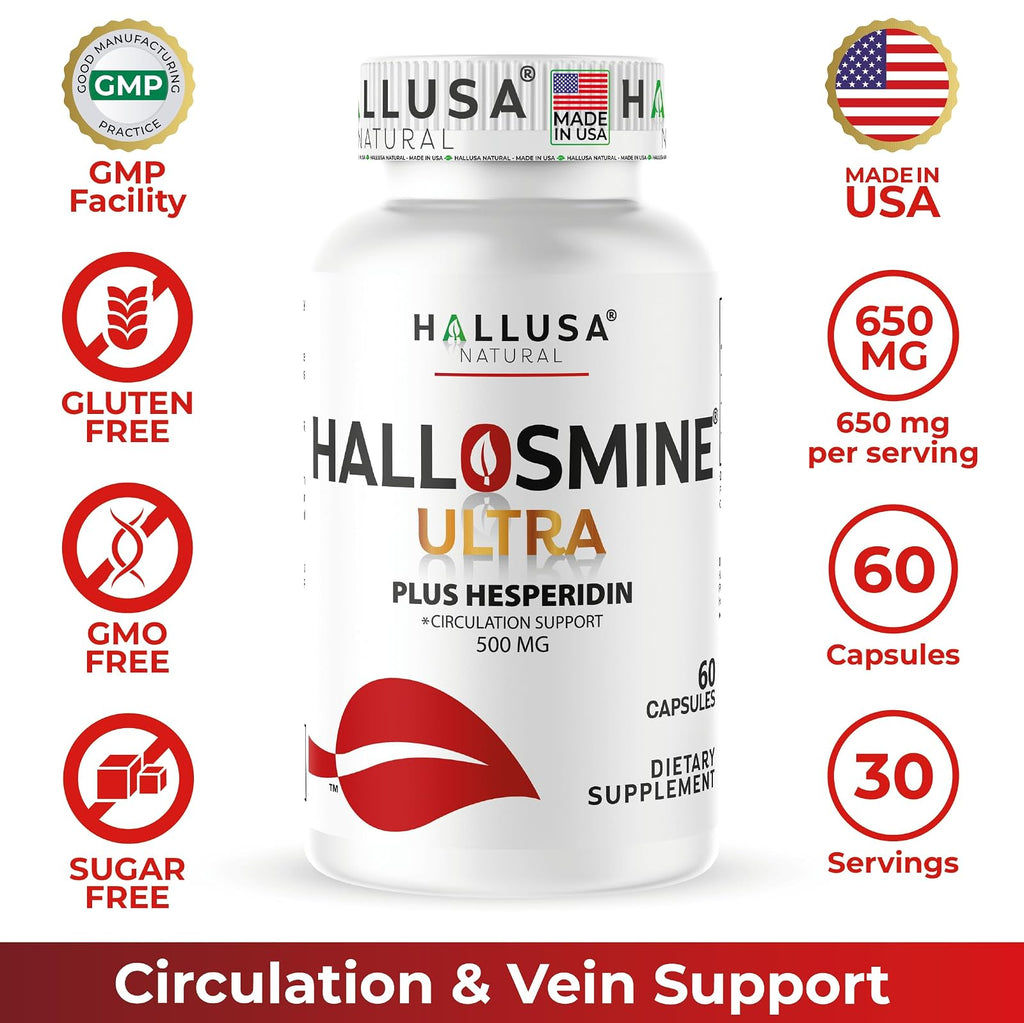 Support leg health with Hallusa vitamins