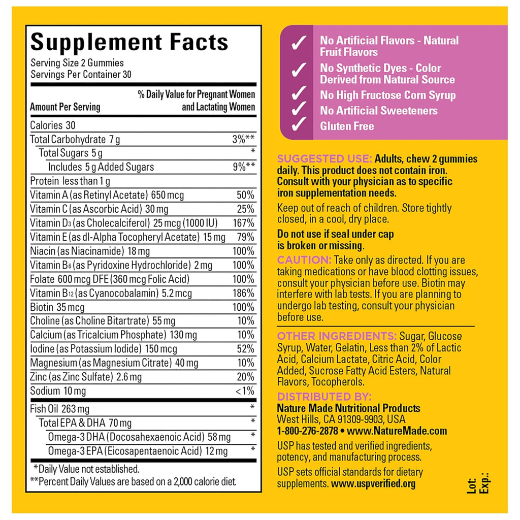 Supportive prenatal vitamins with DHA