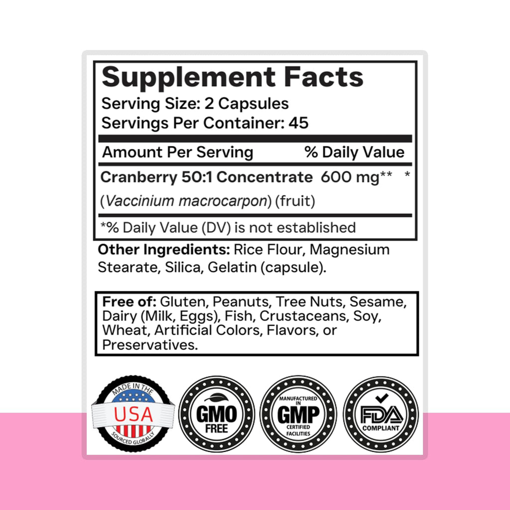 Supports bladder health with cranberry