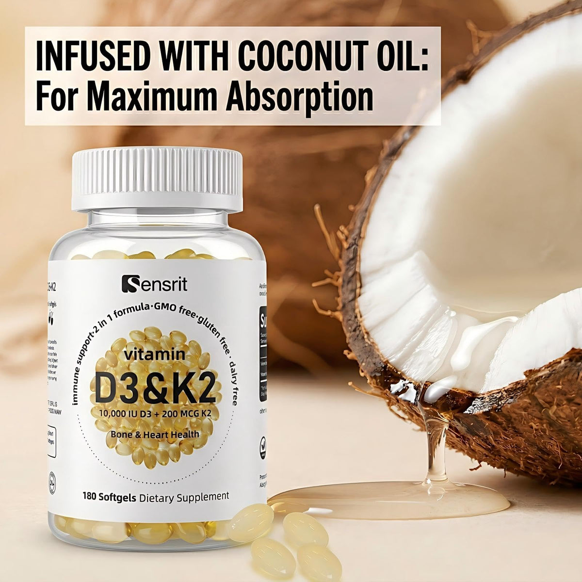 Supports bone health with Vitamin D3 K2