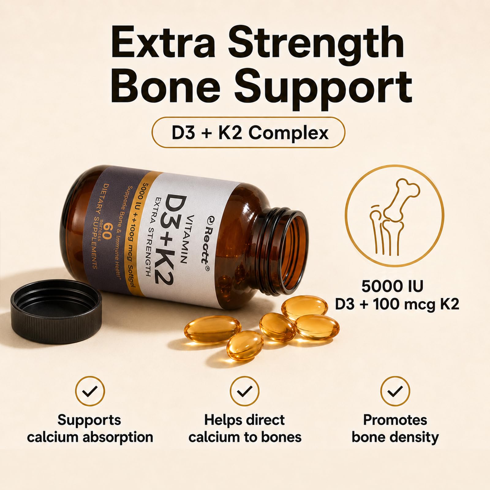 Supports bone health with Vitamin D3