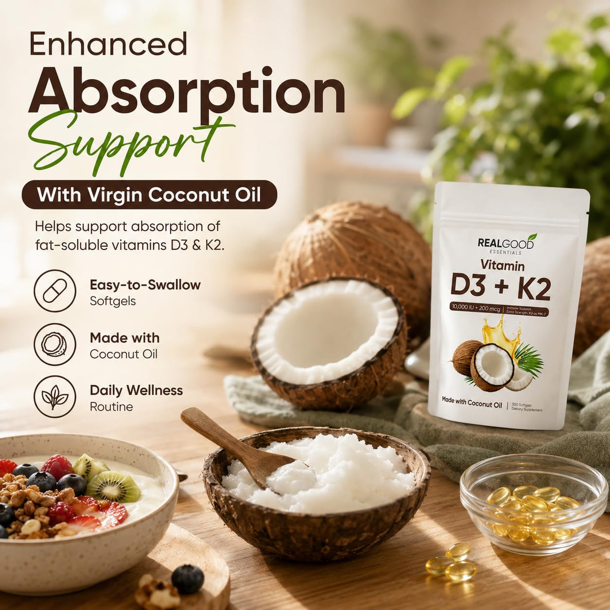Supports bone health with Vitamin D3