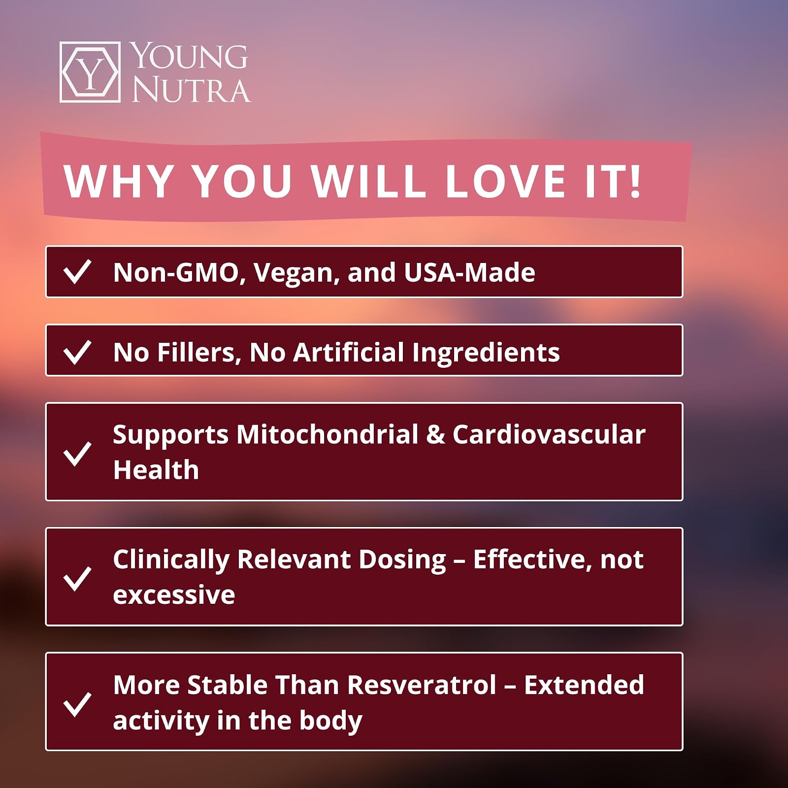 Supports healthy aging with Resveratrol