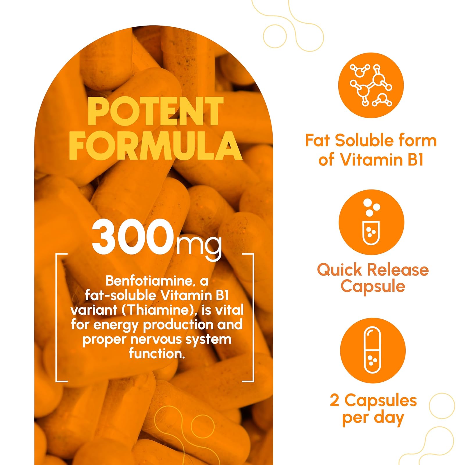 Supports nerve health with Benfotiamine