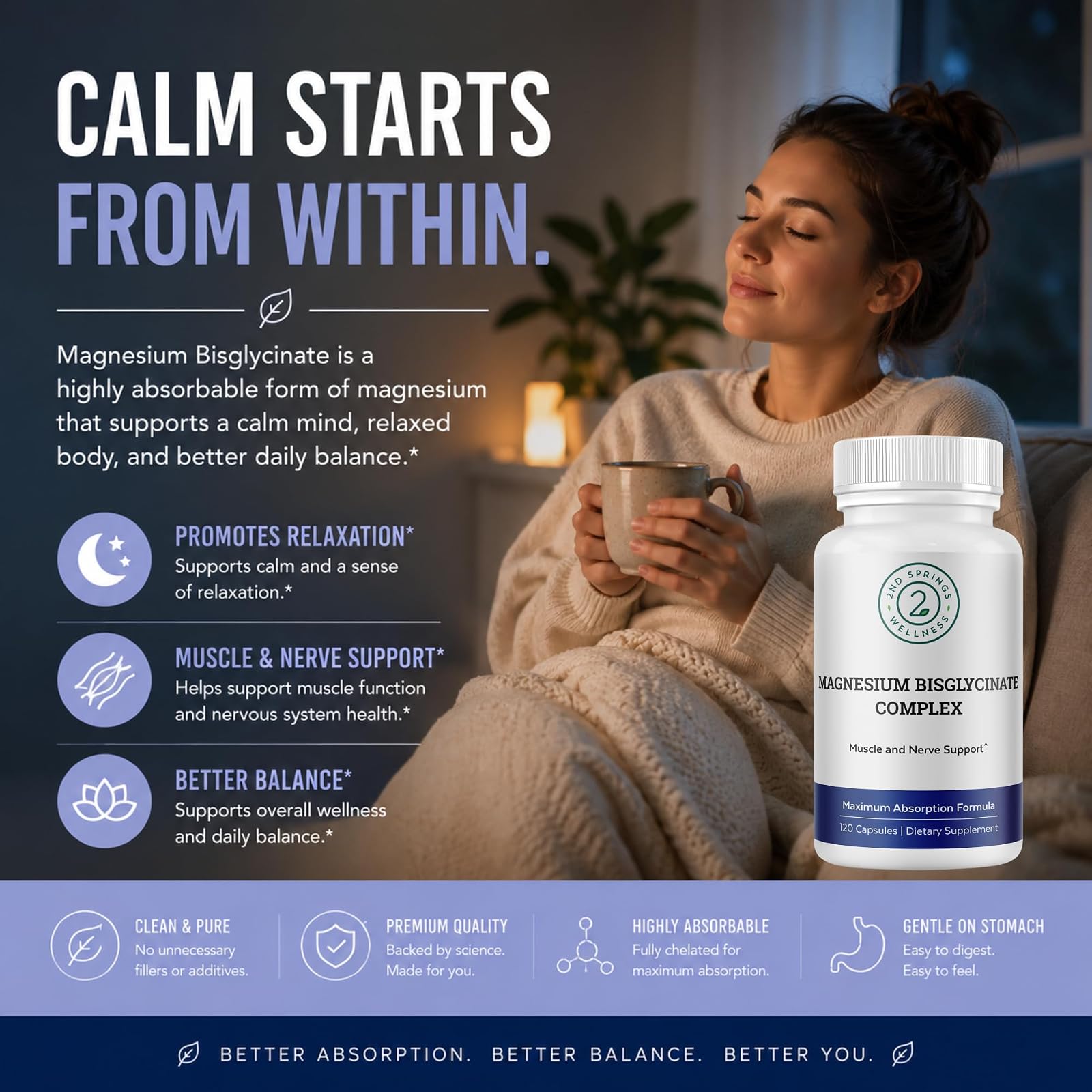 Supports restful sleep with magnesium