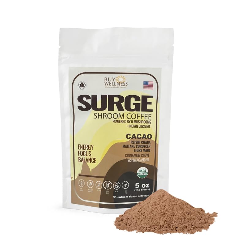 SURGE mushroom cocoa drink for focus