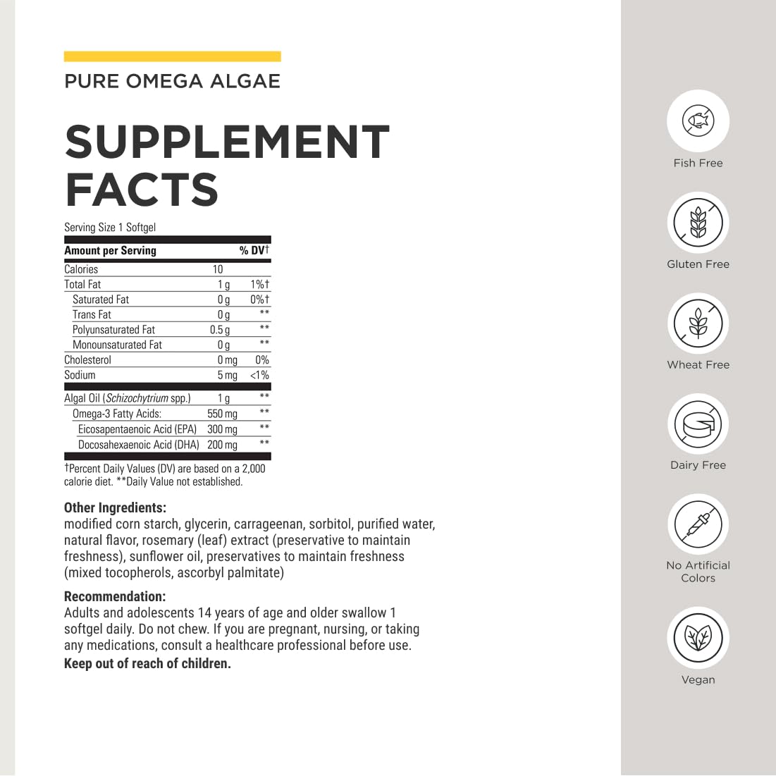 sustainable algae fish oil supplement