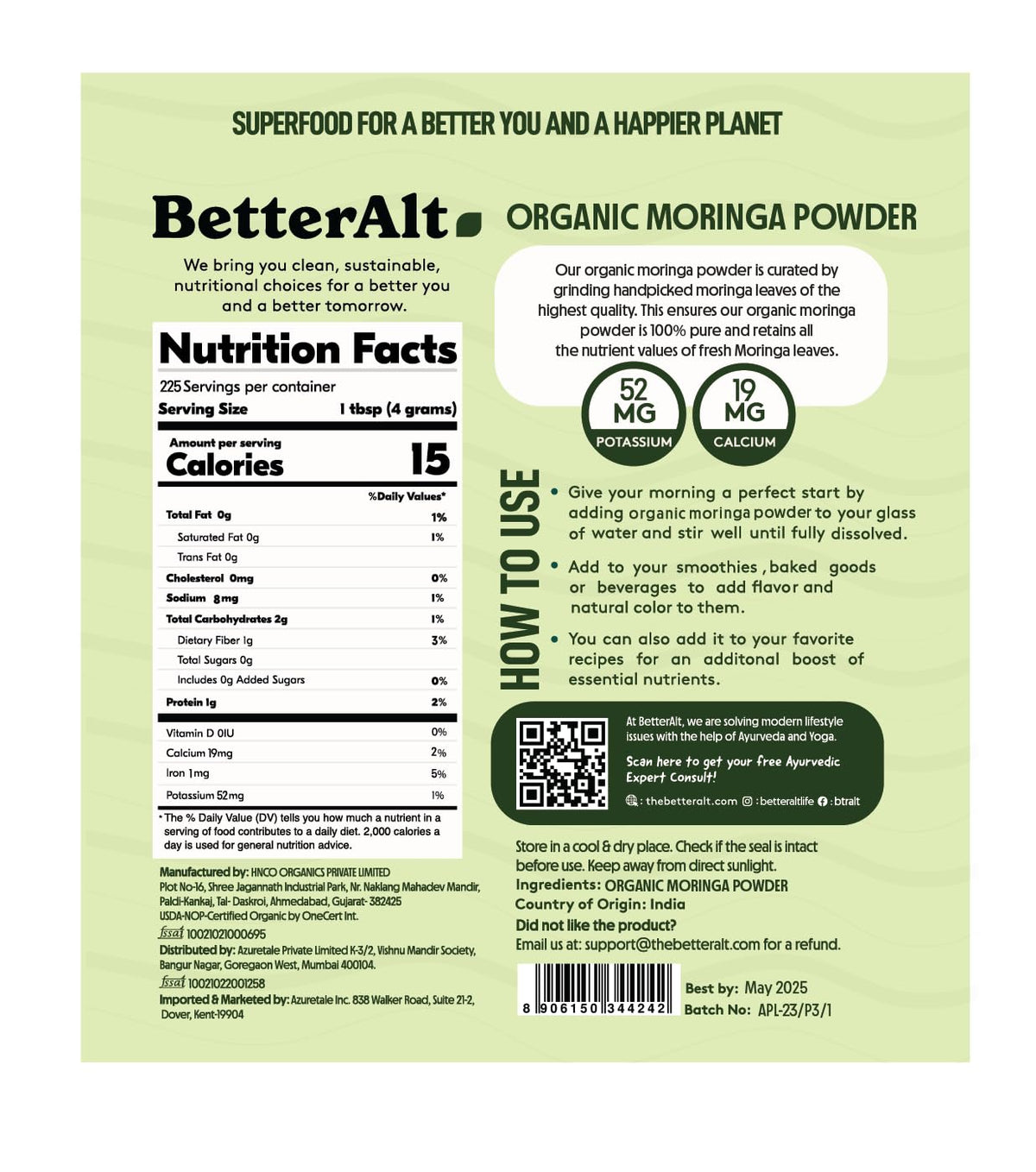 sustainable moringa powder for health