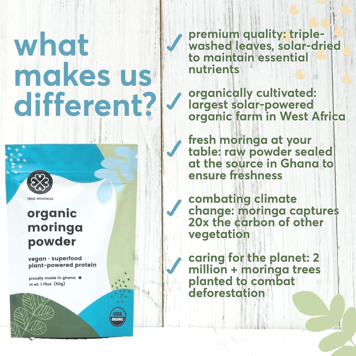 sustainable sourced moringa powder