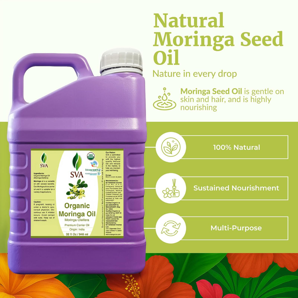 SVA organic moringa oil for skin