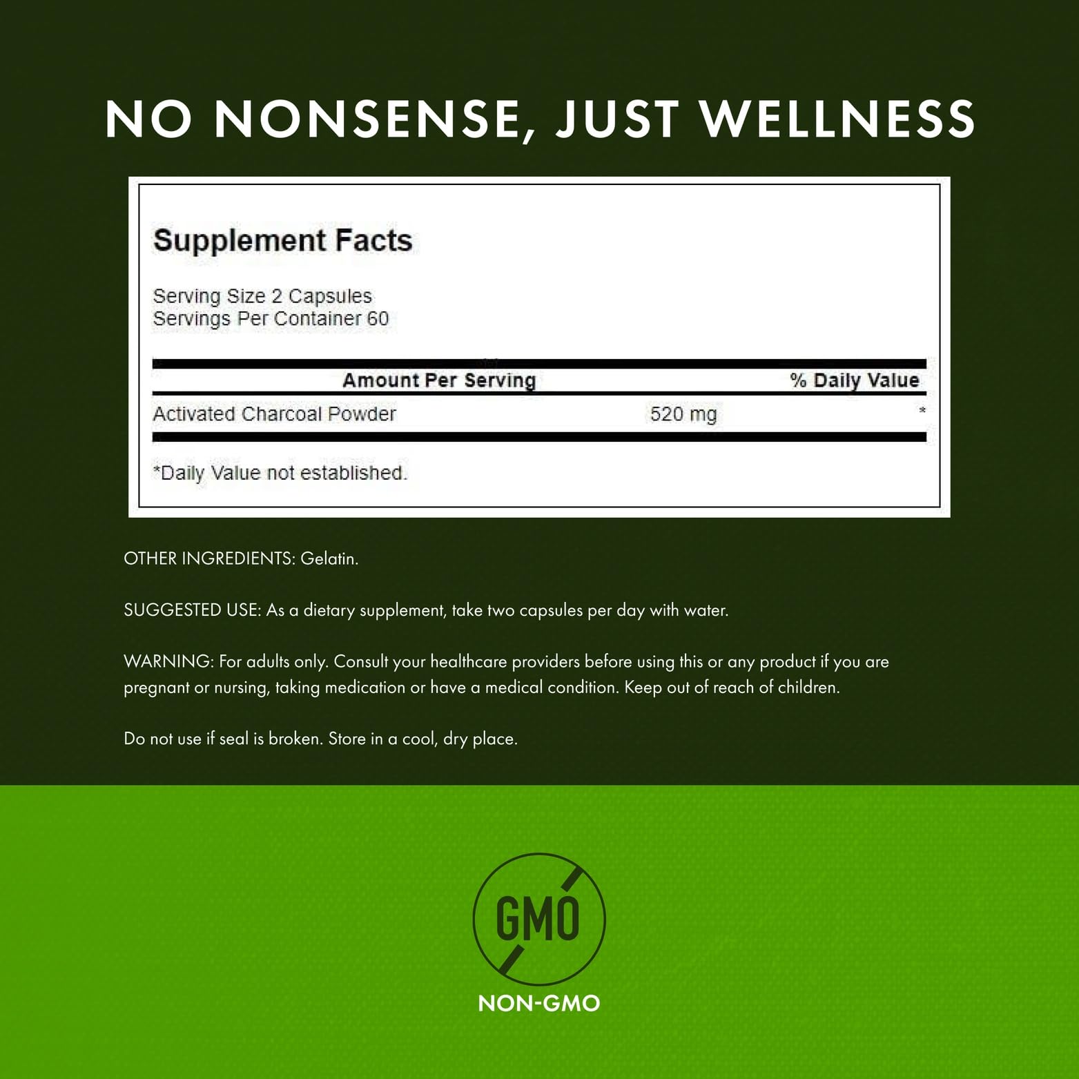 Swanson 260 mg charcoal capsules