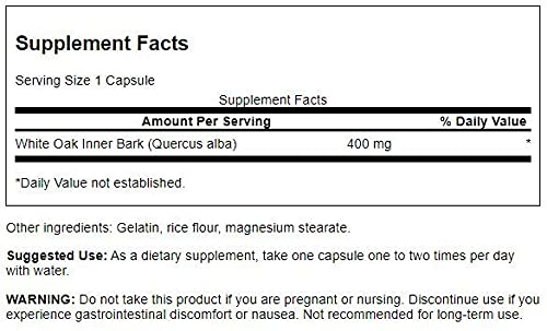 Swanson 400mg White Oak Bark capsules