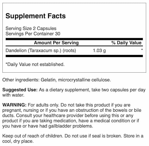 Swanson 515 mg dandelion root benefits
