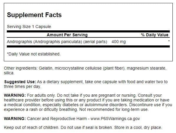 Swanson Andrographis herbal wellness supplement