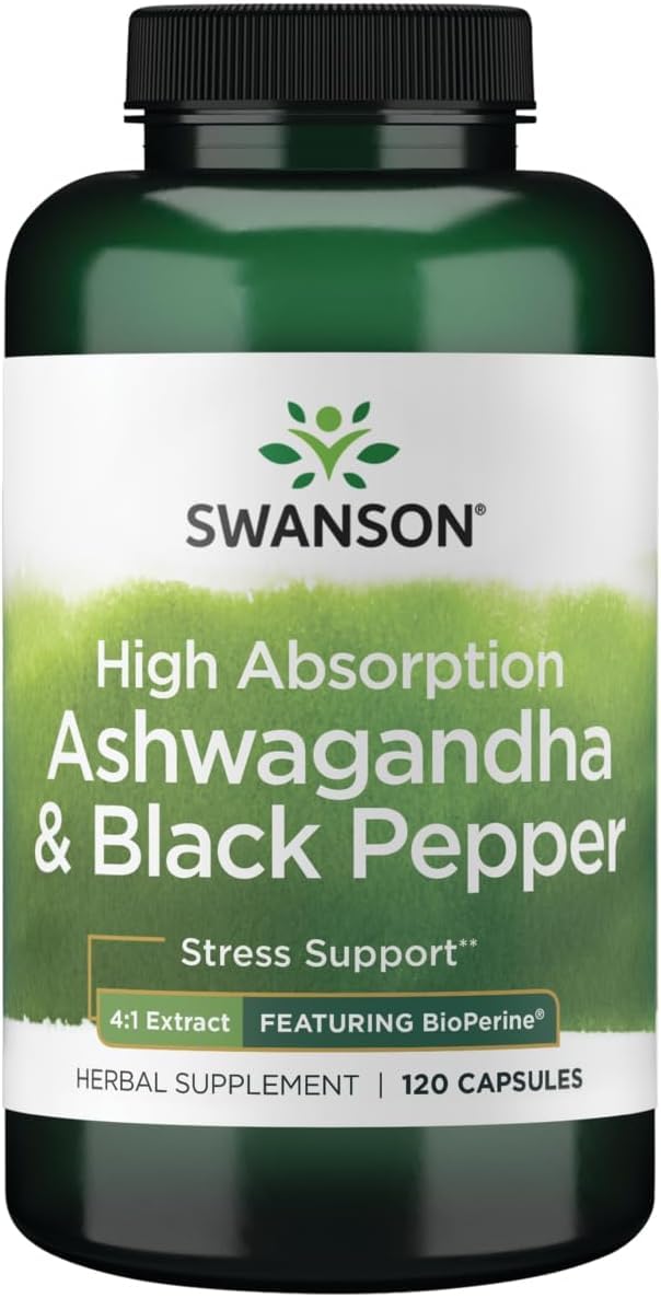 Swanson Ashwagandha capsules for stress relief