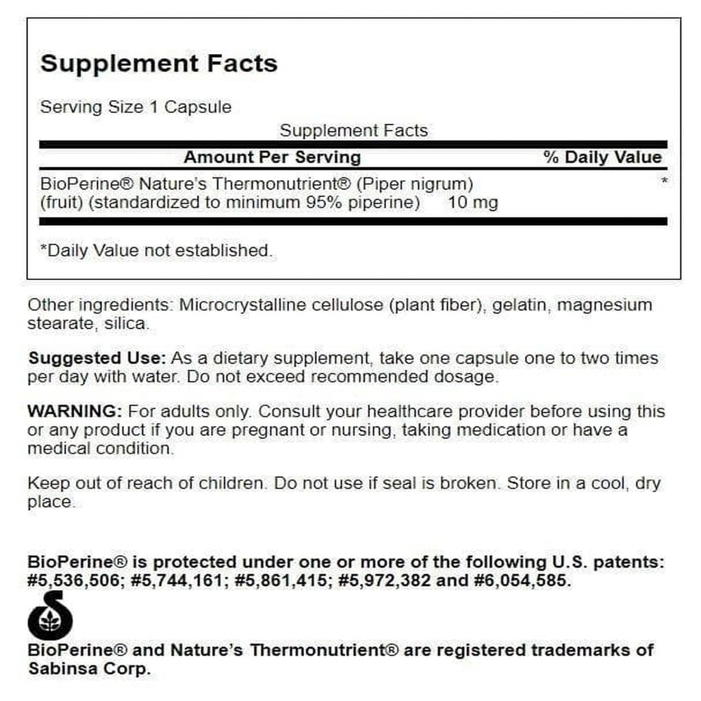 Swanson Bioperine 10 mg health support