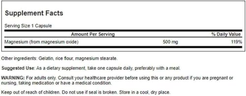 Swanson magnesium oxide for muscle support