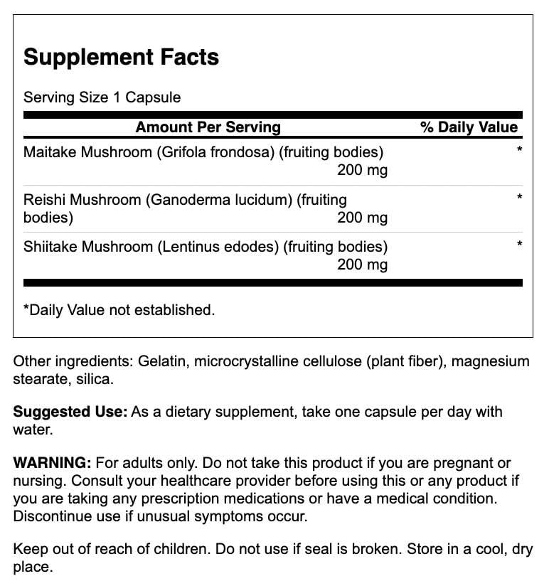 Swanson mushroom capsules for immunity