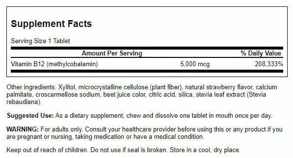 Swanson vitamin B12 methylcobalamin benefits
