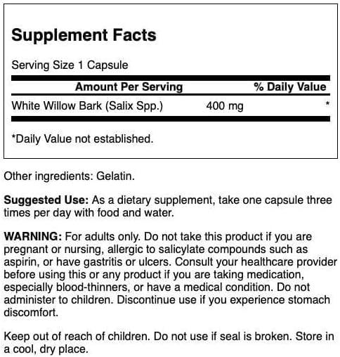 Swanson White Willow 400mg for inflammation