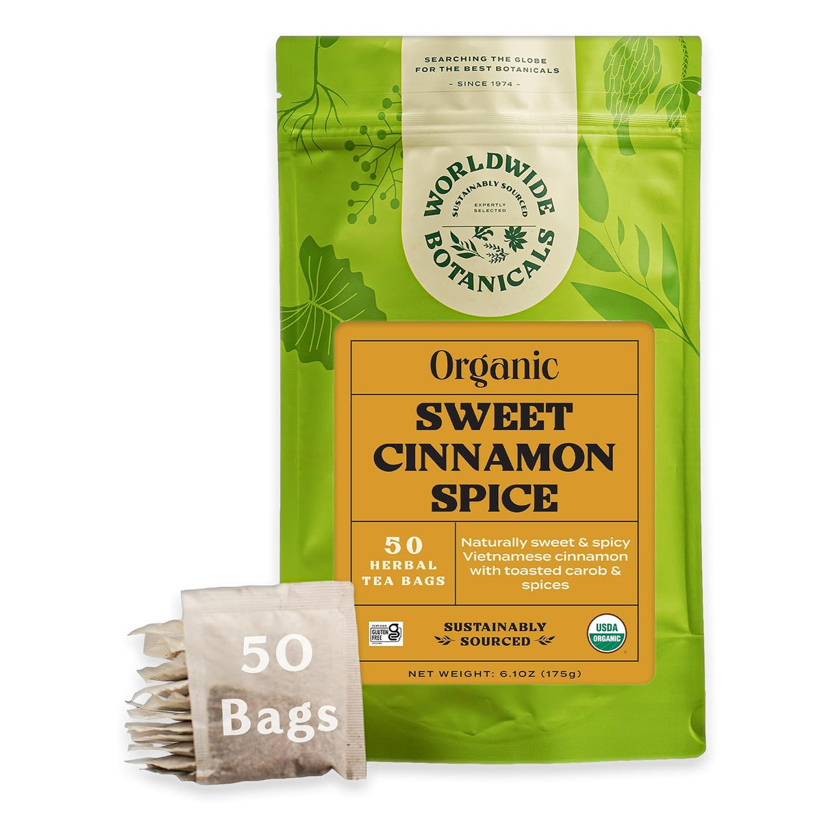 sweet cinnamon spice herbal tea bags