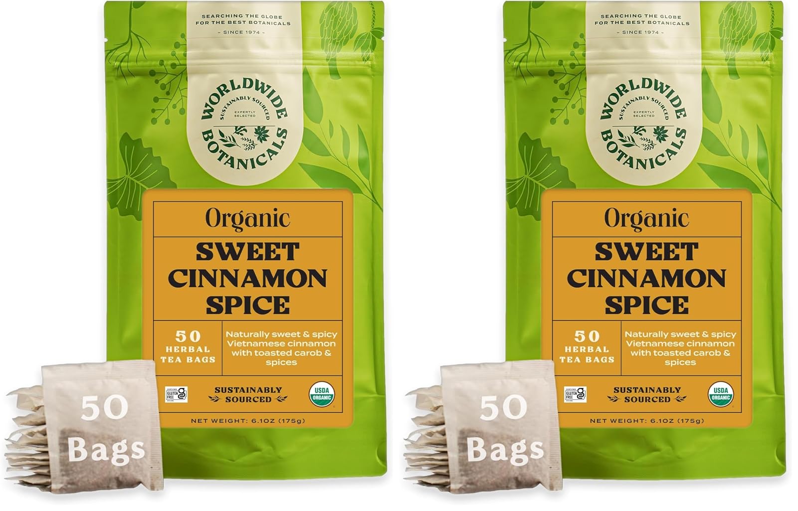 sweet cinnamon spice herbal tea bags