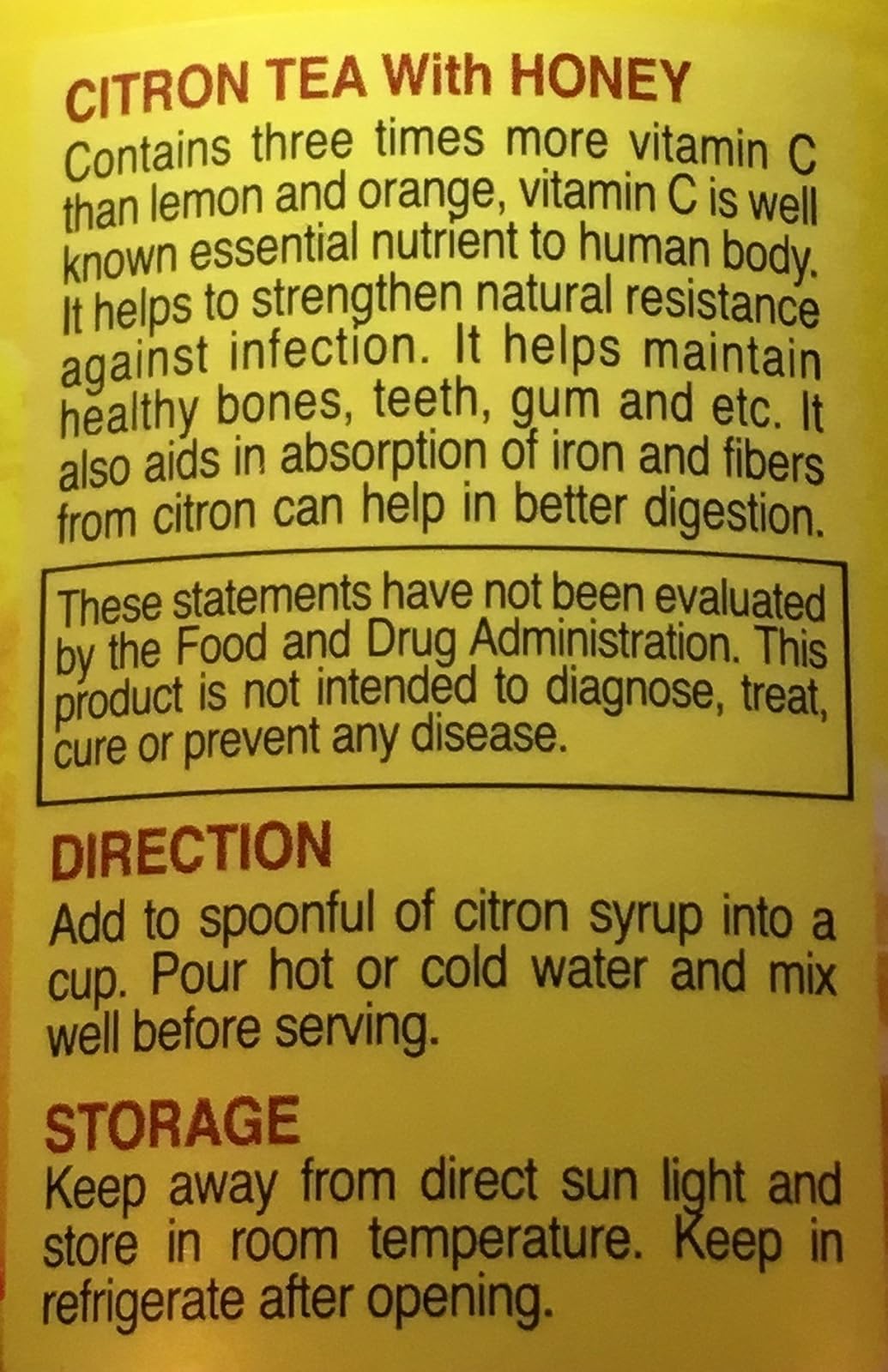 Sweet citron tea for soothing