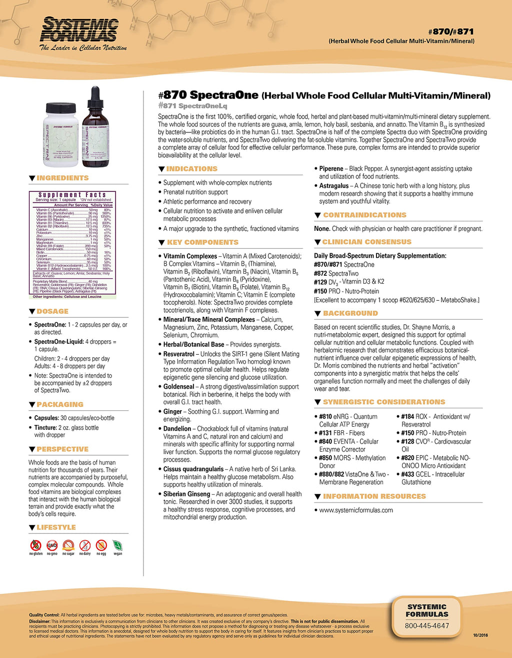 Systemic Formulas SpectraOne health benefits