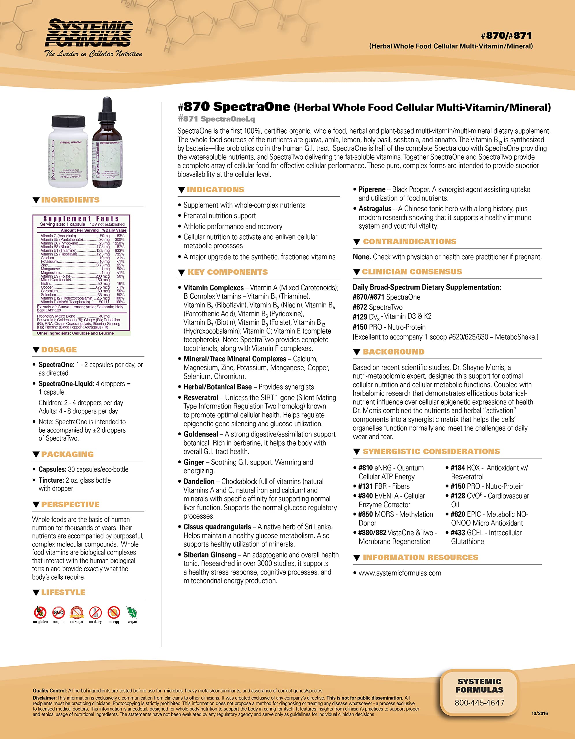 Systemic Formulas SpectraOne health benefits