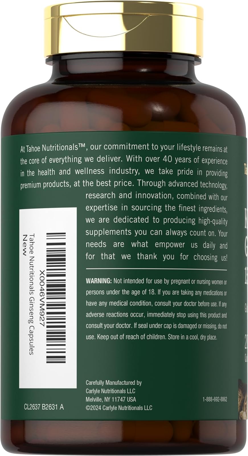 Tahoe Nutritionals herbal ginseng supplement