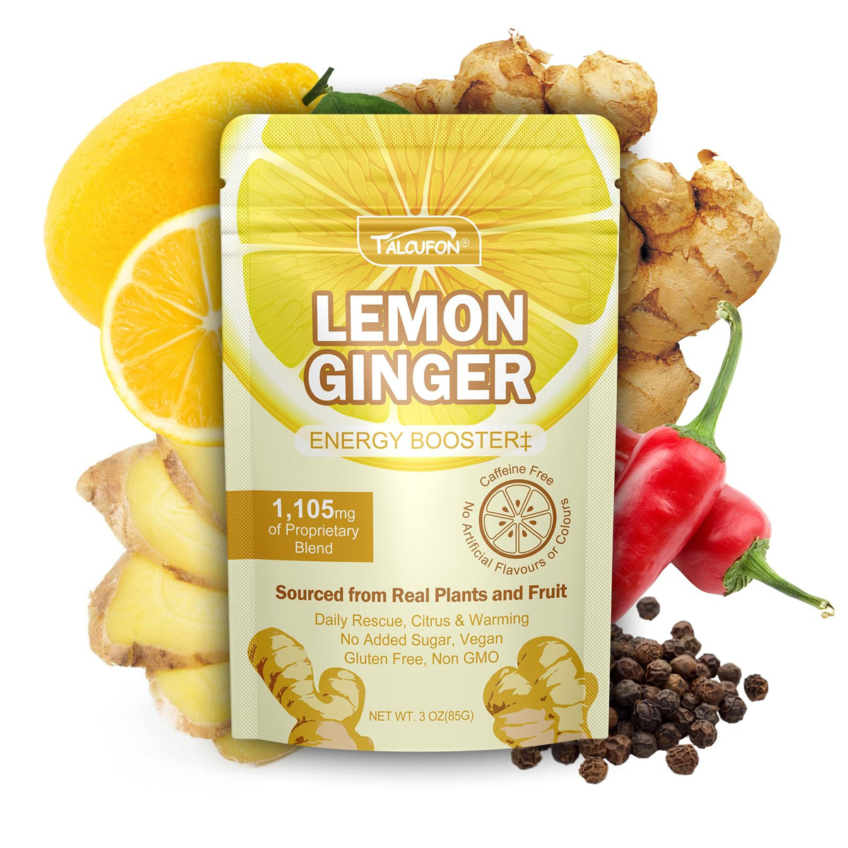 Talcufon lemon ginger superfood powder